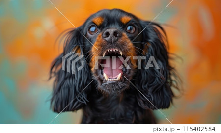 Cocker Spaniel, angry dog baring its teeth,...のイラスト素材 [115402584] - PIXTA