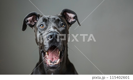 Great Dane, angry dog baring its teeth, studio...のイラスト素材 [115402601 ...