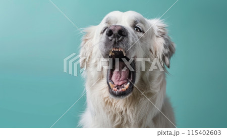 Great Pyrenees, angry dog baring its teeth,...のイラスト素材 [115402603] - PIXTA