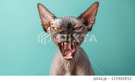 Sphynx, angry cat baring its teeth, studio...のイラスト素材 [115402652] - PIXTA