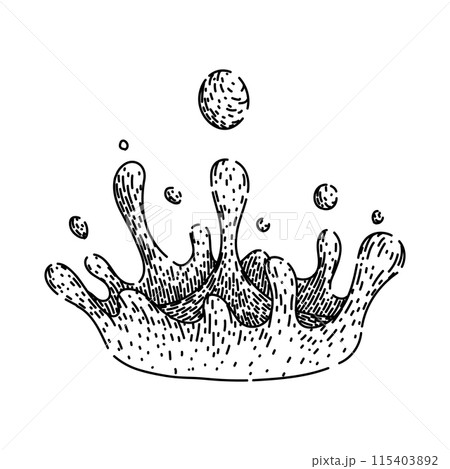 liquid water splash sketch hand drawn vectorのイラスト素材 [115403892] - PIXTA
