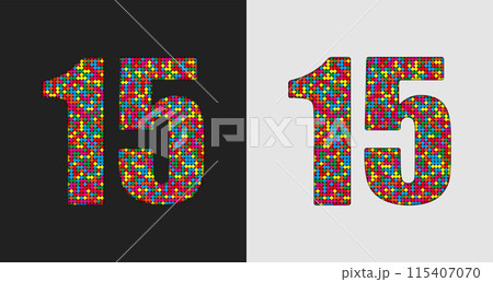 Bubble number - 15. Glitter figure of colored dotsのイラスト素材 [115407070 ...