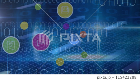 Image of digital icons and data processing with...のイラスト素材 [115422289] - PIXTA