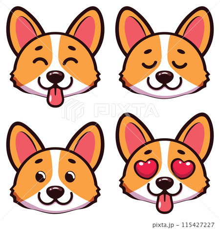 Cartoon corgi headのイラスト素材 [115427227] - PIXTA