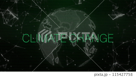 Image of climate change text over shapes and globeのイラスト素材 [115427758 ...