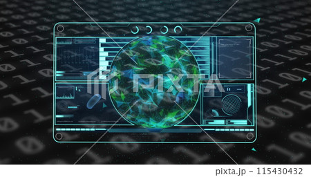 Image of covid 19 cell and scope scanning on...のイラスト素材 [115430432] - PIXTA