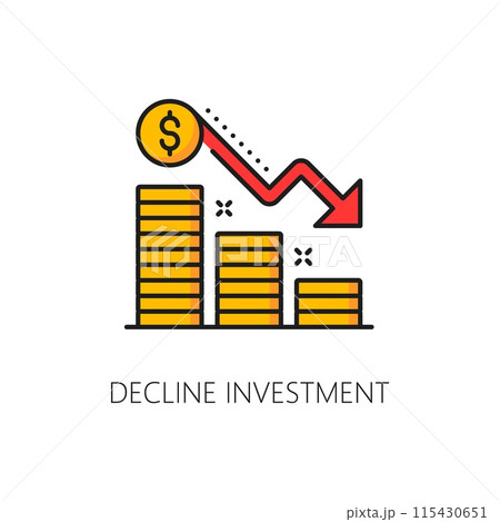 Decline investment color line icon. Vector...のイラスト素材 [115430651] - PIXTA