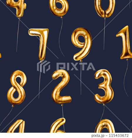 Seamless pattern with golden foil balloons...のイラスト素材 [115433672] - PIXTA