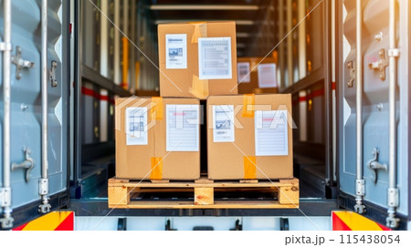 Truck transporting a European pallet loadのイラスト素材 [115438054] - PIXTA