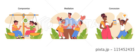 Conflict Resolution set. Balancing interests...のイラスト素材 [115452435] - PIXTA