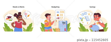 Pocket money set. Kids learning financial...のイラスト素材 [115452605] - PIXTA