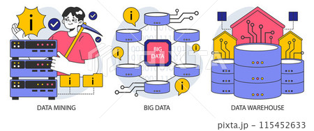 Information management set. Data mining,...のイラスト素材 [115452633] - PIXTA