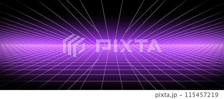 Glowing neon purple wireframe background....のイラスト素材 [115457219] - PIXTA