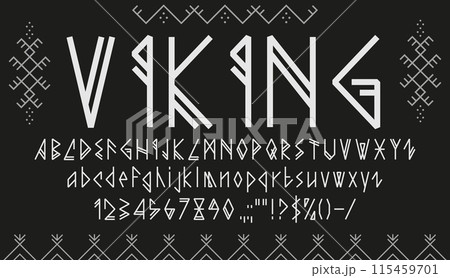 Viking font, nordic rune type, ethnic...のイラスト素材 [115459701] - PIXTA