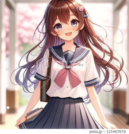 かわいい女子高生のイラスト素材 [115467678] - PIXTA