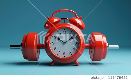 Modern Red Alarm Clock with Dumbbell Weights...のイラスト素材 [115476421] - PIXTA