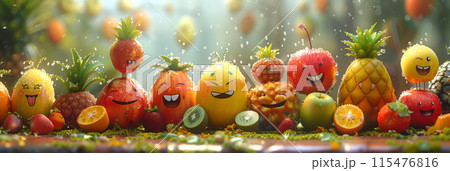 Selective focus of 3D cartoon style, cute and...のイラスト素材 [115476816] - PIXTA