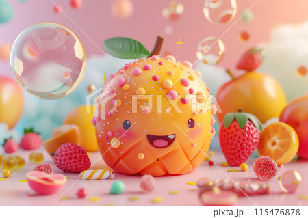 Selective focus of 3D cartoon style, cute and...のイラスト素材 [115476878] - PIXTA