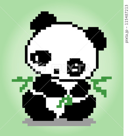 8 bit pixels panda. Animals for game assets and...のイラスト素材 [115487213] - PIXTA