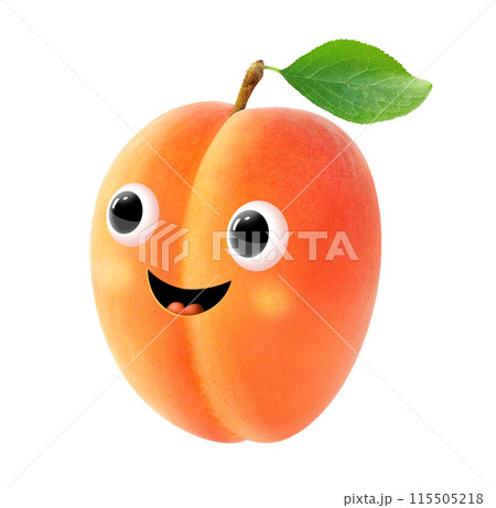 Cute apricot character with big eyes and smile...のイラスト素材 [115505218 ...