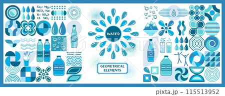 Set of water design elements, icons in simple...のイラスト素材 [115513952] - PIXTA