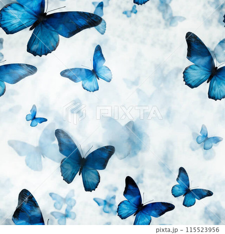 Blue Fading Butterflies Seamless Pattern のイラスト素材 [115523956] - PIXTA