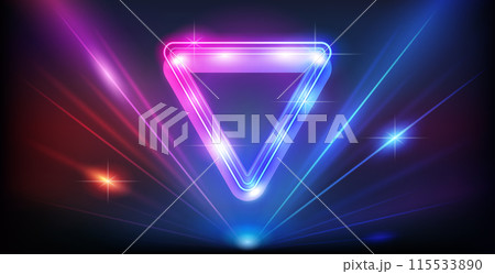 Triangle Neon Frame with Bright Ray Haloのイラスト素材 [115533890] - PIXTA