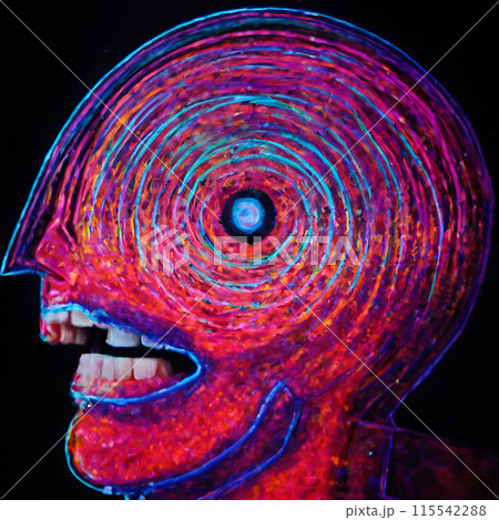 Vibrant Psychedelic Profile with Swirling...のイラスト素材 [115542288] - PIXTA