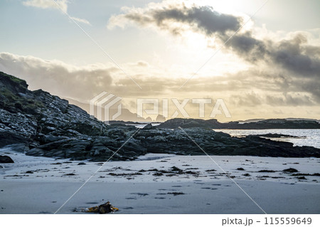 Rosbeg harbour at sunset, County Donegal, Irelandの写真素材 [115559649] - PIXTA