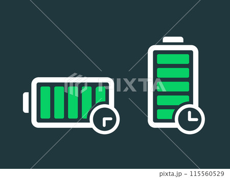 Long battery life icon in flat style. Battery...のイラスト素材 [115560529] - PIXTA