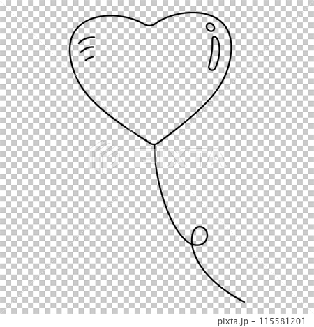 Heart balloon line drawing illustration, icon... - Stock Illustration ...