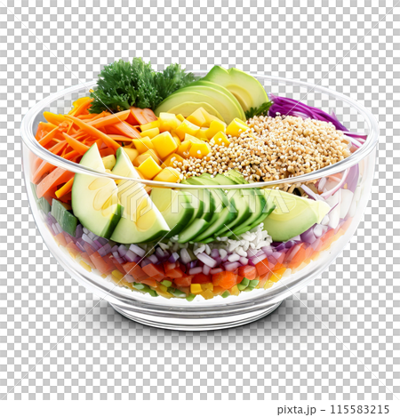A refreshing and light poke bowl in a deep,...のイラスト素材 [115583215] - PIXTA