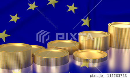 The coins on euro flag background for Business...のイラスト素材 [115583788 ...