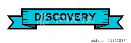 Ribbon label banner with word discovery in blue...のイラスト素材 [115628574 ...