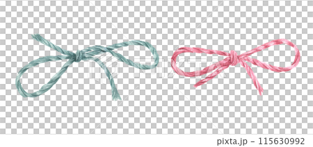 Teal and pink rope bows. Colored jute cord with...のイラスト素材 [115630992 ...