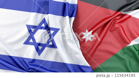 Flags of Israel and Jordan waving next to each...のイラスト素材 [115634195 ...