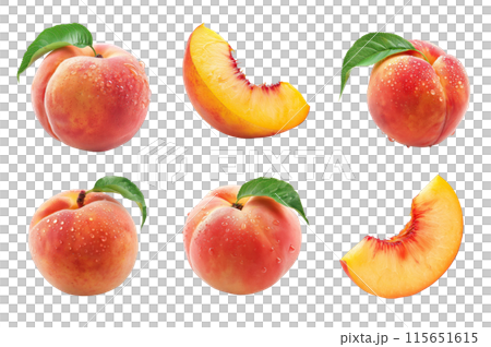 Peach Collection Bundle Set Isolated on a...のイラスト素材 [115651615] - PIXTA