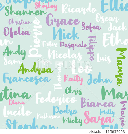 Seamless texture personal names backgroundのイラスト素材 [115657068] - PIXTA