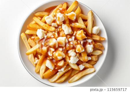 Classic poutine with golden fries, cheese...のイラスト素材 [115659717] - PIXTA