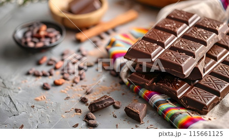 Artisanal Mexican Chocolate Bars with Vibrant...のイラスト素材 [115661125] - PIXTA