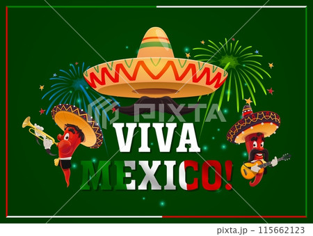 Viva Mexico, national Mexican Independence Day...のイラスト素材 [115662123 ...