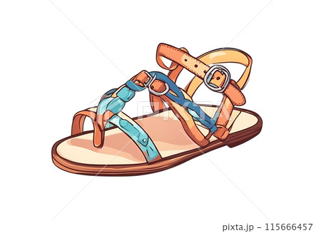 Casual woven leather shoes, comfortable.Cartoon...のイラスト素材 [115666457 ...