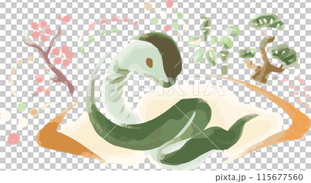 2025 Year of the Snake Snake Snake Snake Sumi-e... - Stock Illustration ...