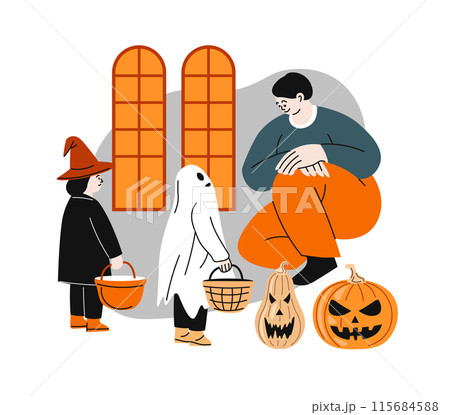 Kids Trick or Treating vectorのイラスト素材 [115684588] - PIXTA