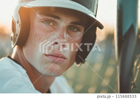 Portrait of young focused boy, with freckled...のイラスト素材 [115688533] - PIXTA