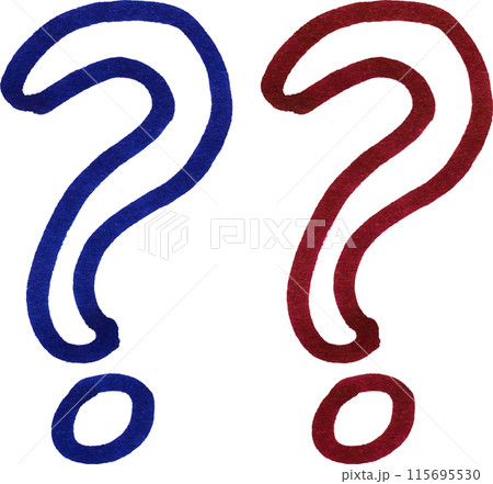 Question mark drawn with blue and red felt-tip...のイラスト素材 [115695530 ...