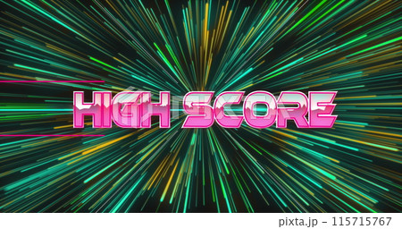 Image of high score text banner over green...のイラスト素材 [115715767] - PIXTA