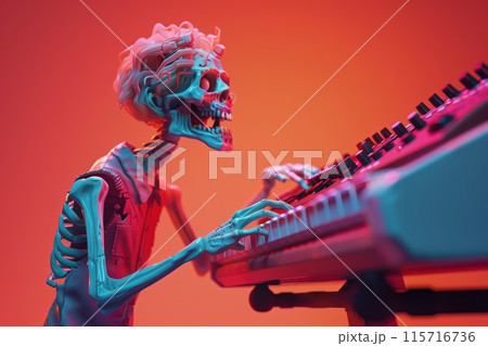 A skeleton is playing a keyboard with...のイラスト素材 [115716736] - PIXTA