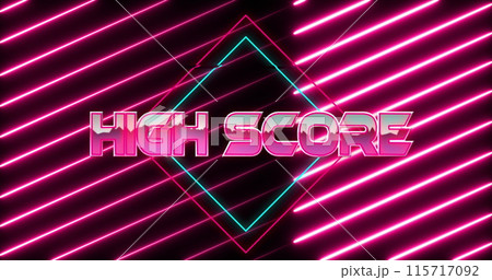 Image of high score text over neon banner...のイラスト素材 [115717092] - PIXTA