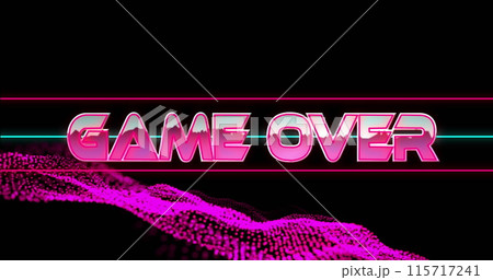 Image of game over pink metallic text with pink...のイラスト素材 [115717241 ...